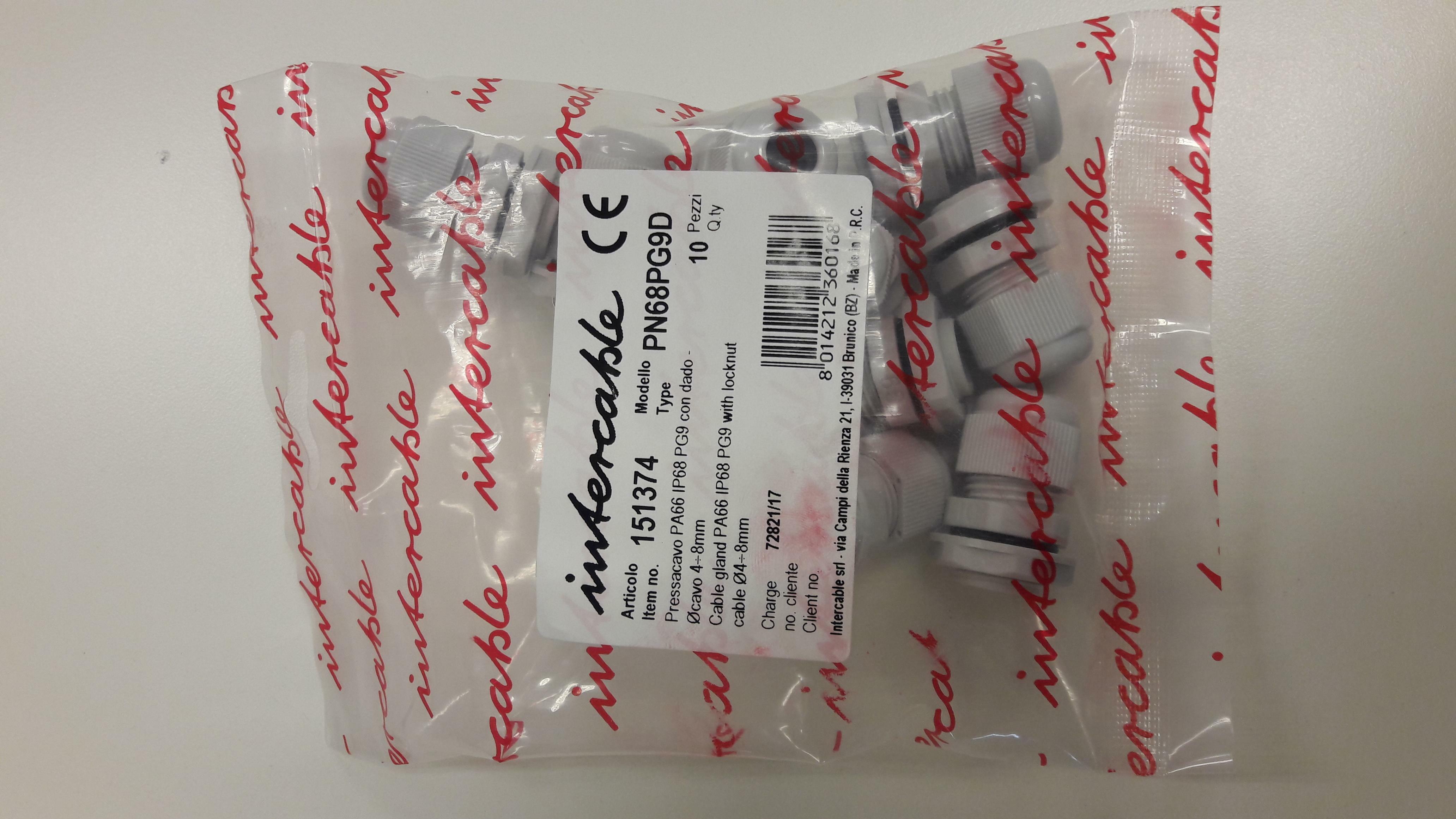 INTERCABLE INTERCABLE 10 PRESSACAVO PG9 CON DADO 24875 PN68PG9D