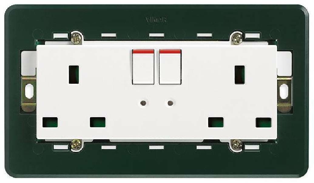 VIMAR VIMAR PLANA 2 PRESE STANDARD INGLESE 2POLI+TERRA 13A 14222