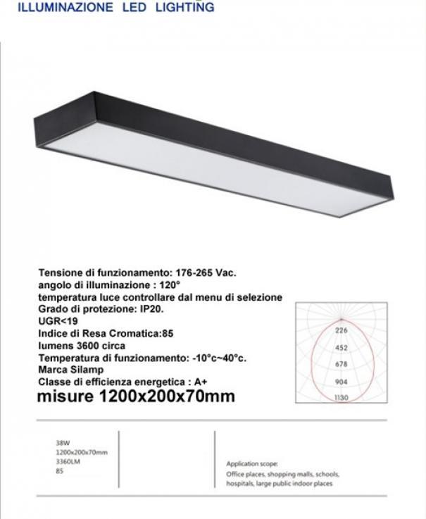 VIVALAMP PLAFONIERA LED DA SOSPENSIONE 38W INCLUSO CAVO D 4200K